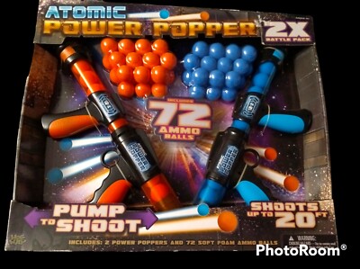 Atomic Power Popper 2 Gun Pack with 72 Soft Foam Balls - Indoor or ...