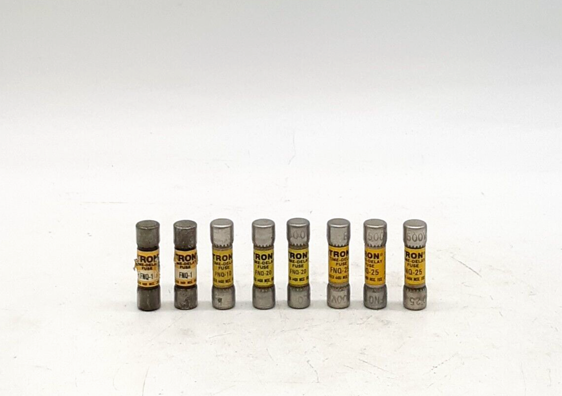 Lot of 8 Bussmann Tron Fuses FNQ-1, FNQ-10, FNQ-20, & FNQ-25 | eBay