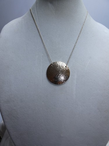 T&R Gold Tone Disk Pendant Necklace, Long Chain | eBay