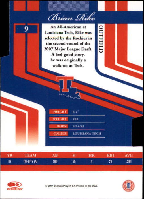 2007 Donruss Elite Extra Edition Status #9 Brian Rike /50 | eBay
