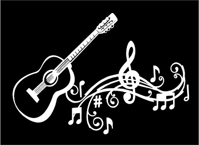 Guitar Decal Musical Staff Notes Vinyl Car Truck Window Laptop Sticker ...