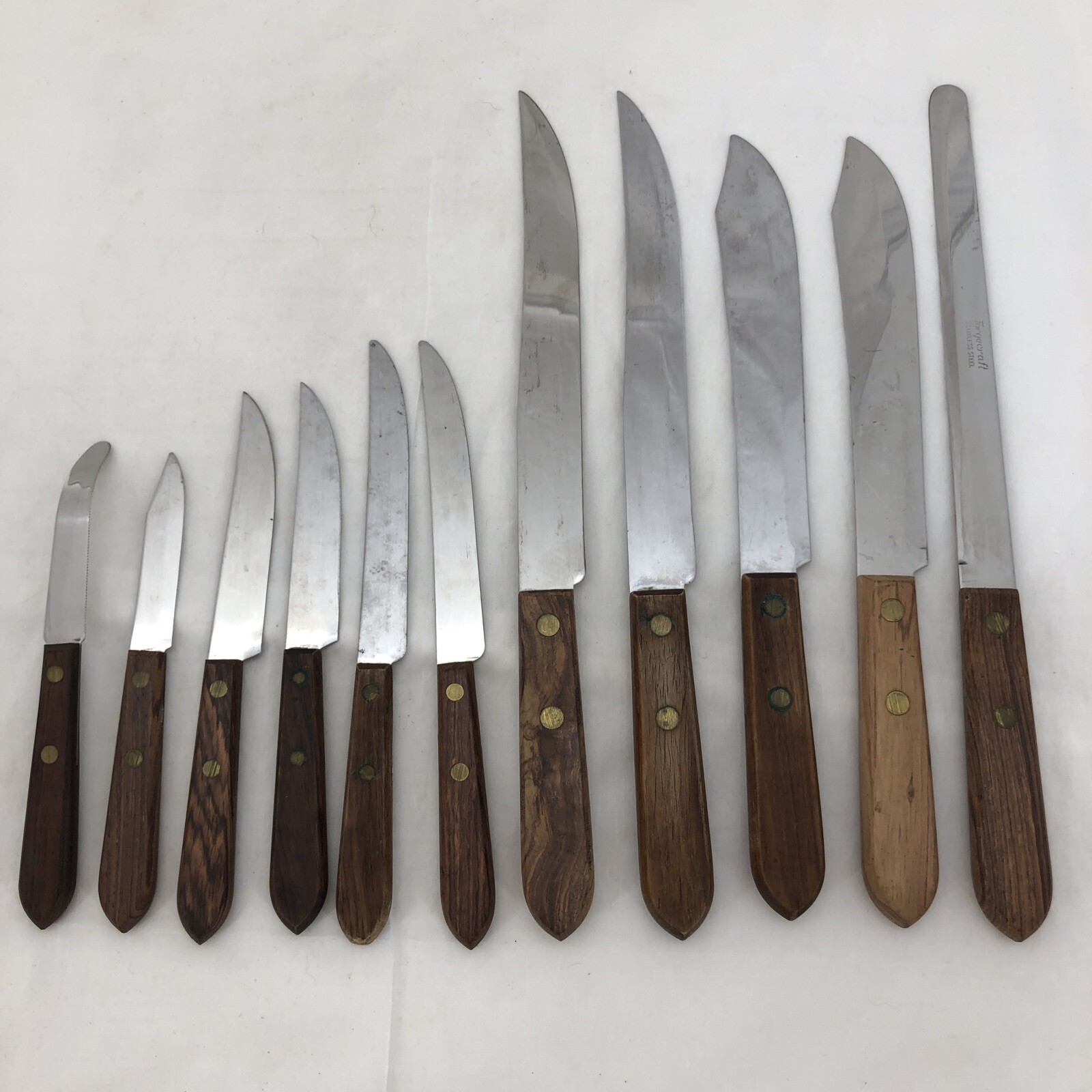 Forgecraft Knife Set of 11 Stainless Steel Wood Handle Rare Vintage | eBay