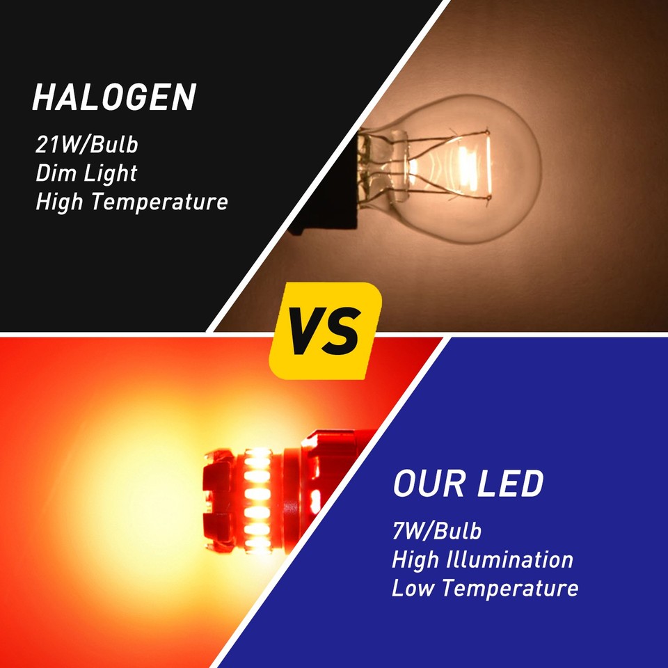 2x 7443 7444 7440 Red Flash LED Bulb Brake Tail Stop Parking Light ...