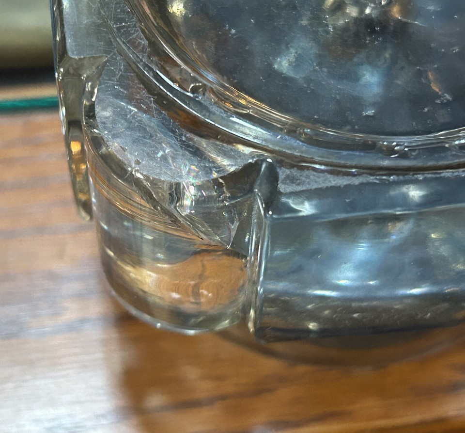 ANTIQUE SOLID GLASS SAFETY FUNNEL SHAPED INKWELL INKSTAND DIP OR ...