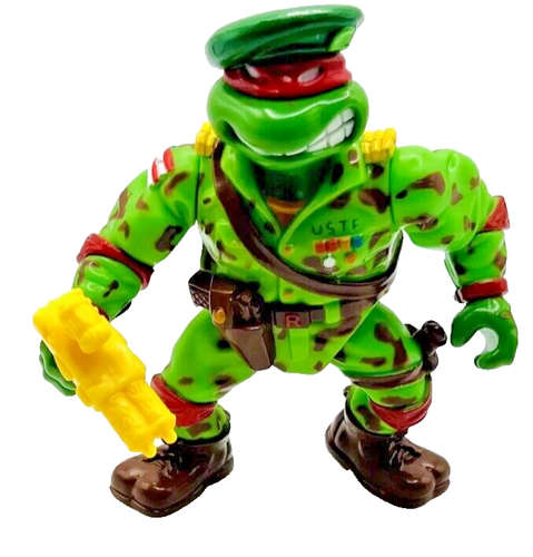 Vintage 1991 TMNT Ninja Turtles Military Green Beret Raph Raphael w ...