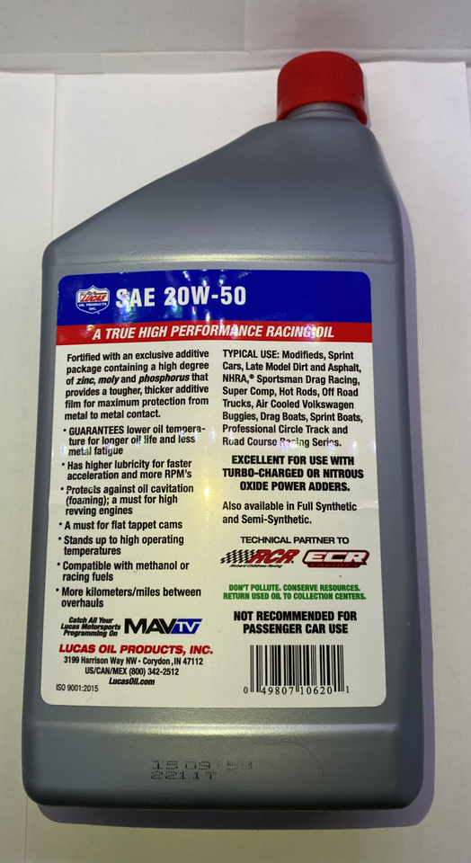 20w50 Lucas Racing Performance Oil VW Aircooled Engine Beetle Bus High ...