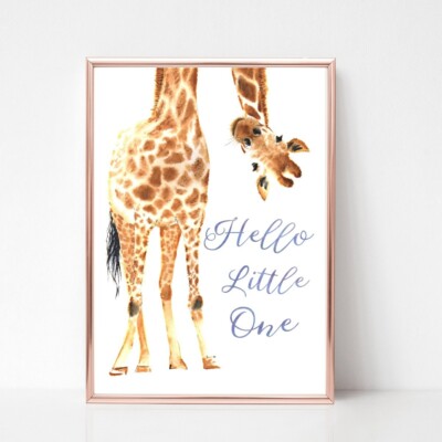 giraffe Print poster a4 picture nursery unframed animal hello little ...