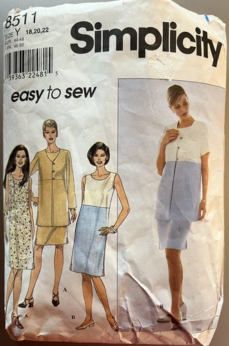 Vtg Simplicity easy pattern 8511 Misses' sleeveless Dress & Jacket size ...