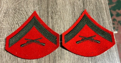 Marine Corps USMC Lance Corporal Green on Red Chevron Patches | eBay