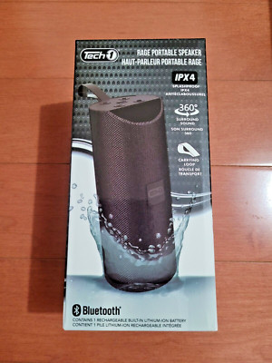 NEW Tech 1 RAGE Portable Splashproof Bluetooth Wireless Speaker - BLACK ...