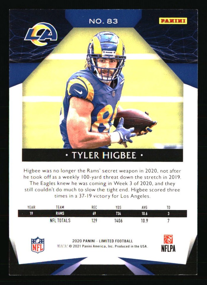 Tyler Higbee 2020 Panini Limited #83 FOOTBALL Card | eBay