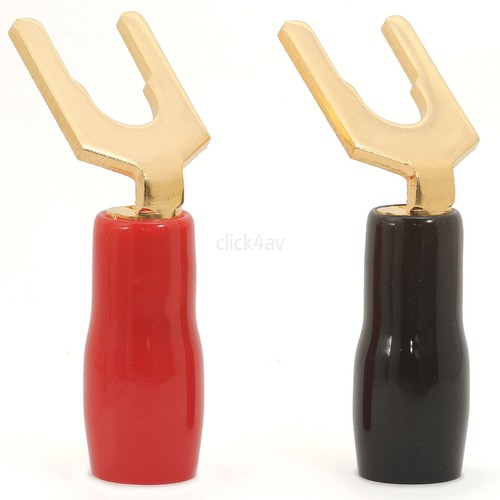 4x Large Angled Speaker Spade Terminal Connectors Twin Screw 10mm Jaw ...