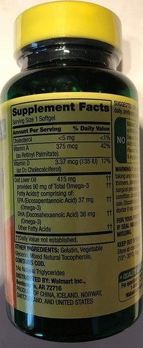 Spring Valley - Cod Liver Oil with Vitamin A & D 100 softgels by Spring ...