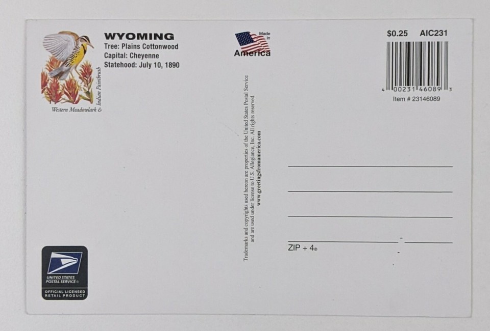 2001 Wyoming WY Greetings Large Letter Modern USPS Stamp Postcard Moose ...
