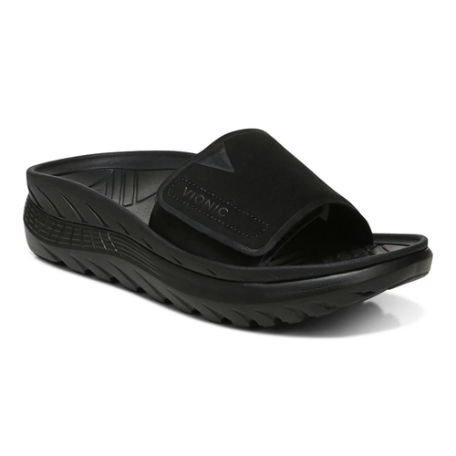 Vionic Rejuvenate Black Nubuck Recovery Slide Sandal Women's sizes 5-12 ...