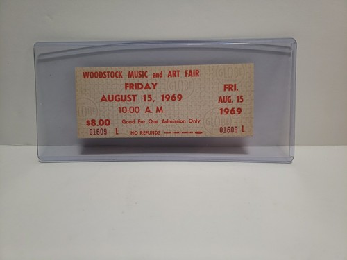 (1) WOODSTOCK 1969 TICKET UNUSED ORIGINAL FRIDAY AUGUST 15, 1969 (Light ...