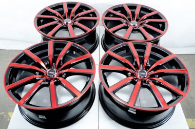 18" Wheels Rims Red Black 5x114.3 Fit Altima Sentra Veloster Sonata ...
