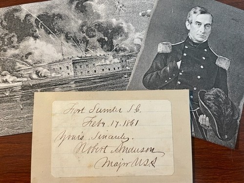 ROBERT ANDERSON SIGNED SLIP, FORT SUMTER, 1ST CIVIL WAR BATTLE, ABRAHAM ...