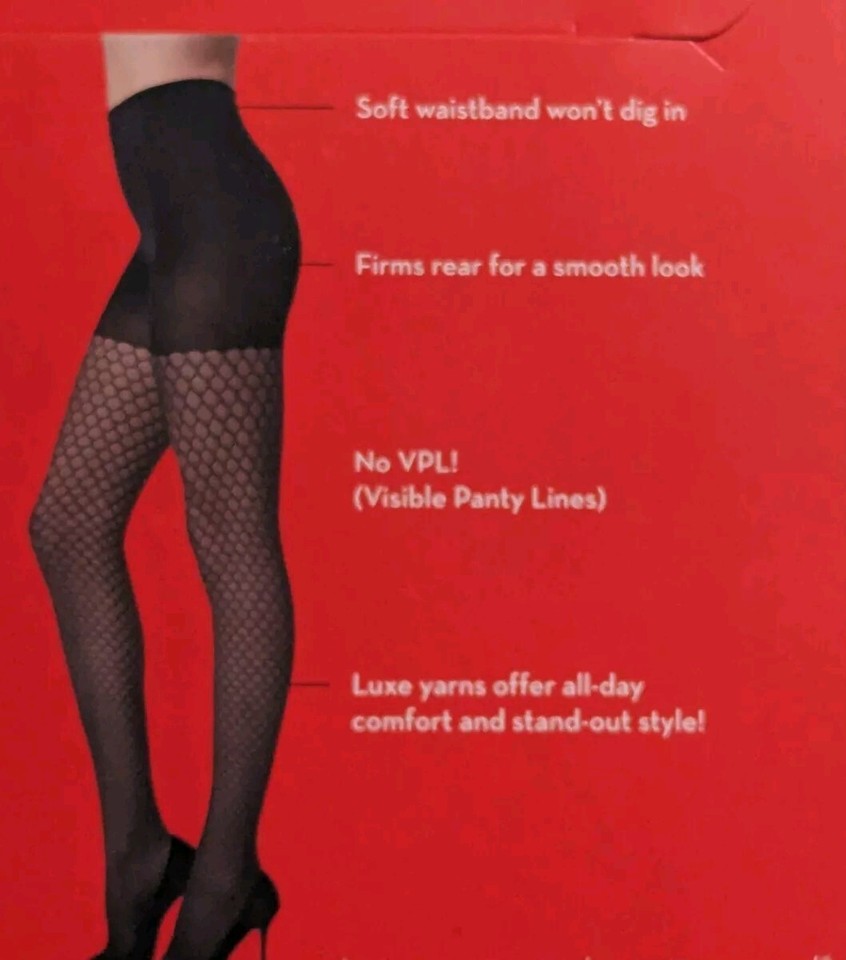 Spanx Tight End Honeycomb Fishnet Patterned Shaping Tights Very Black ...