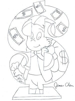 Richie Rich Cartoon Money Sketch Coloring Page