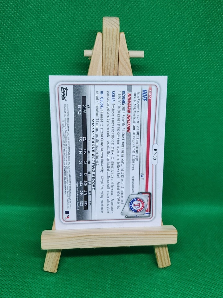 2020 Bowman Paper Sam Huff Texas Rangers 1st Bowman Card #BP-33 | eBay