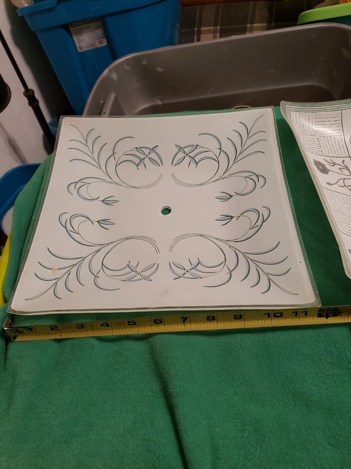 VINTAGE RARE SQUARE GLASS CEILING LIGHT FIXTURE COVER MID CENTURY | eBay