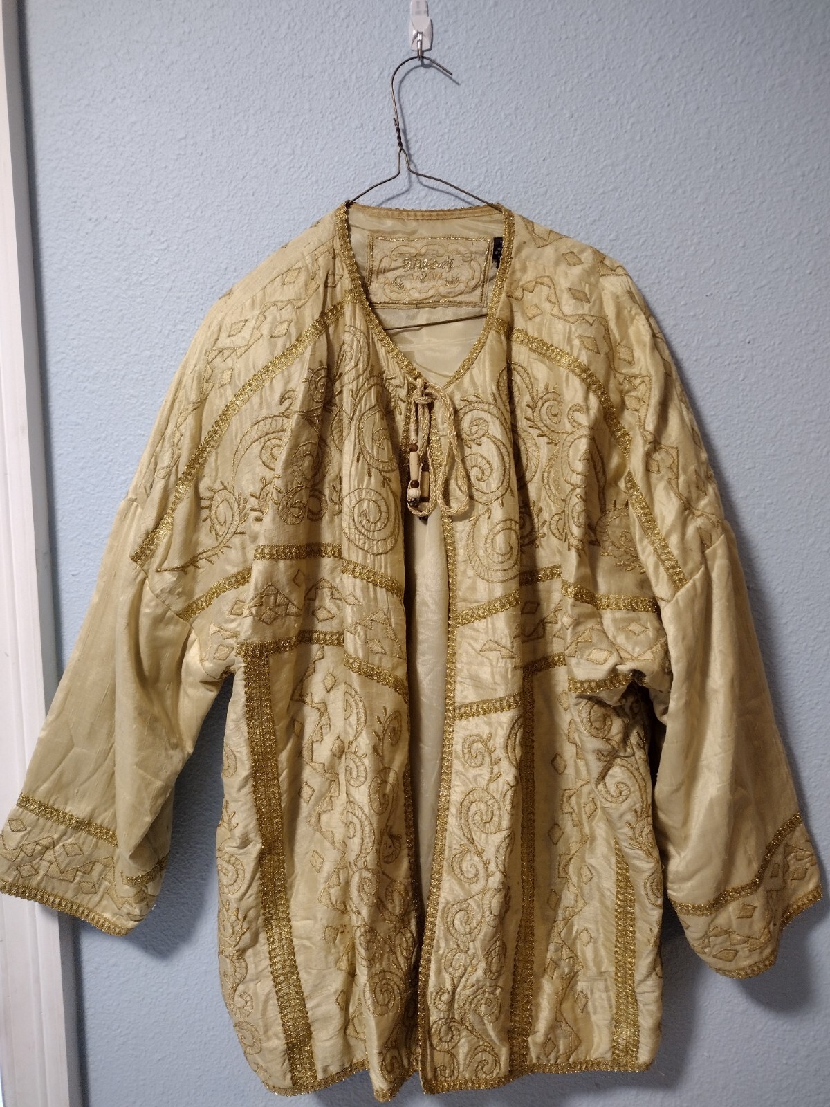 100% Silk Indian Jacket Gold Authentic - Gem