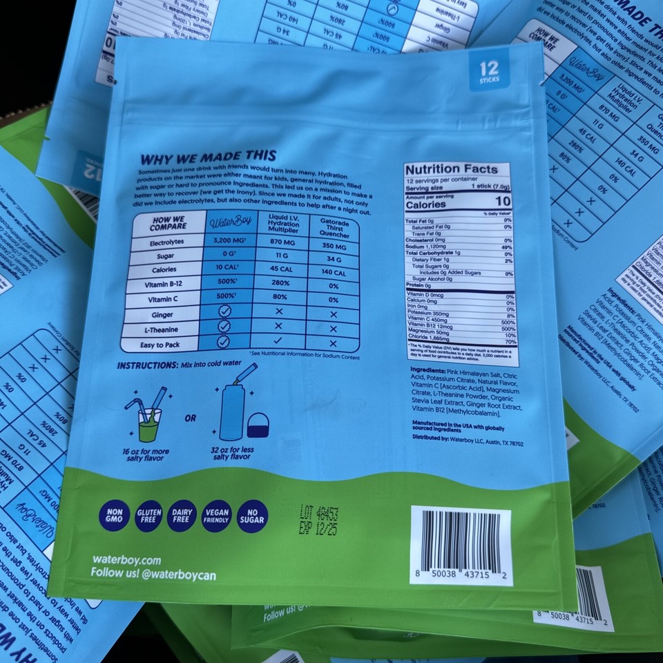 Waterboy Hydration + Weekend Recovery - Lemon Lime - Electrolyte Drink ...