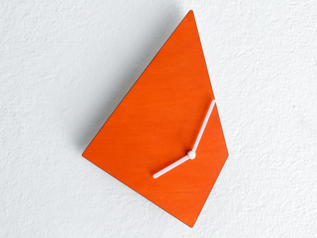 Irregular Contemporary Turquoise Rhombus Wooden Wall Clock Small Quiet ...