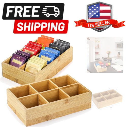 2 Pack Bamboo Tea Bag Organizer, Wood Hot Tea Bag Drawer Storage ...