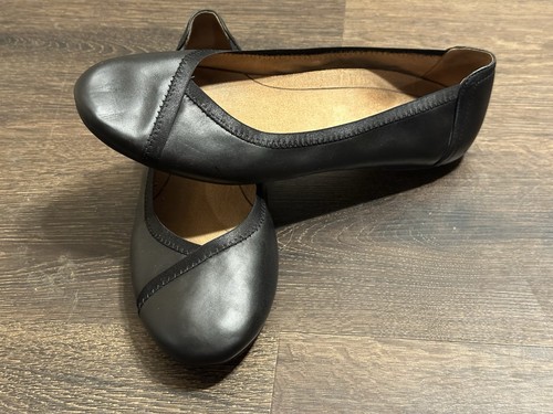 Vionic Caroll Black Leather Slip On Ballet Flats Sz 9.5 Comfort Classic ...
