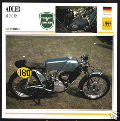 1955 Adler M 250cc RS (Transverse 247cc) Motorcycle Photo Spec Sheet ...