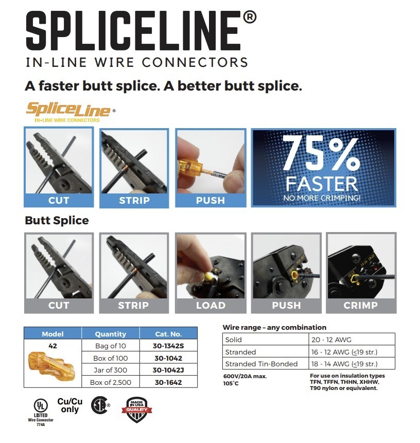 NEW Ideal SpliceLine In-Line Push In Wire Connectors 32A - Pack of 10 ...