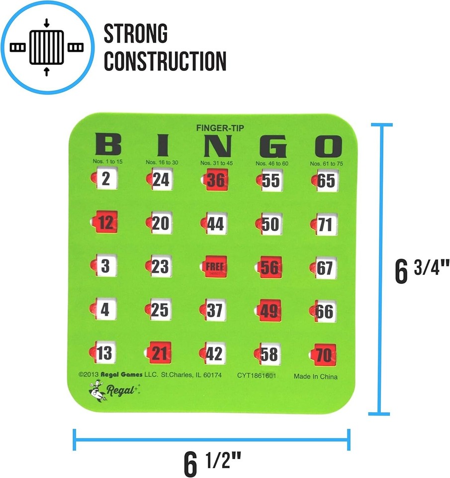 Regal Bingo Bulk Bingo Cards with Sliding Windows - Reusable Large ...