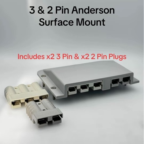 Grey 3 Pin & 2 Pin 50Amp Anderson Plug Surface Mount Cover Panel x2 ...