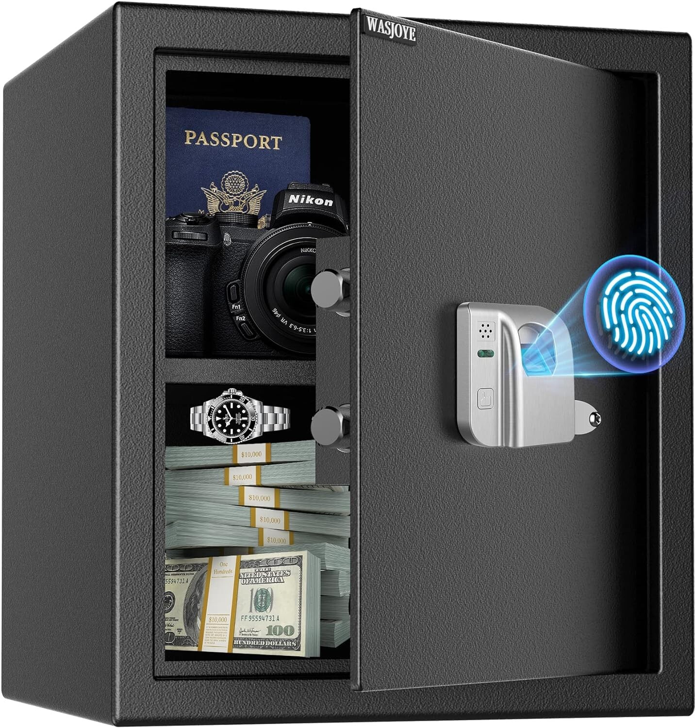 38L Safe Box Fingerprint Electronic Home Security Cabinet Wall Floor ...