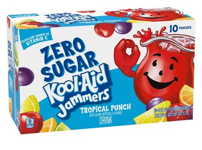🔵 New Kool-Aid Jammers ZERO SUGAR Tropical Punch Drink 10-Pouches 60 FL ...