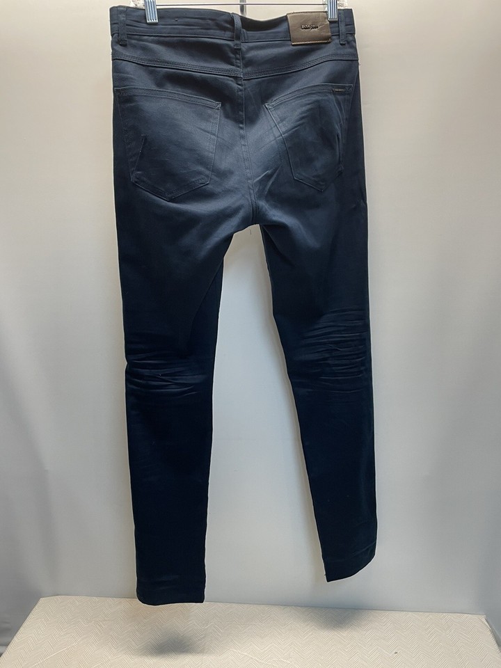 zara man pants mens size 30 slim fit blue print casual weekend side ...