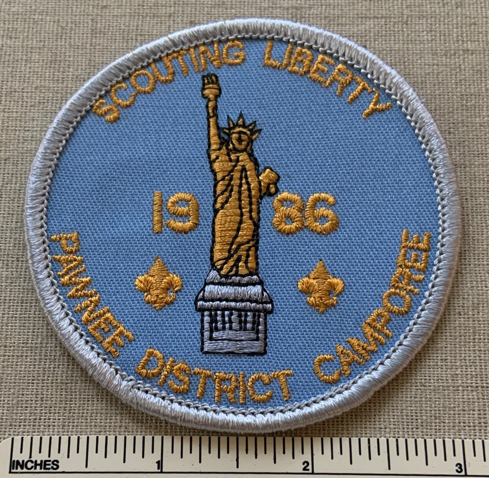 1986 PAWNEE DISTRICT Scouting Liberty Boy Scout Camporee PATCH BSA DP ...
