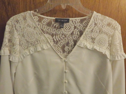 The Limited Ivory Lace Shoulders Shirt Top Women S 36" chest | eBay