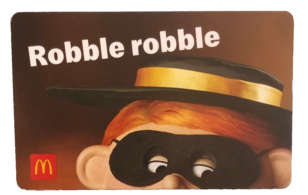2024 McDonalds NO VALUE $0 Collectible Arch Gift Card Hamburglar Robble robble | eBay