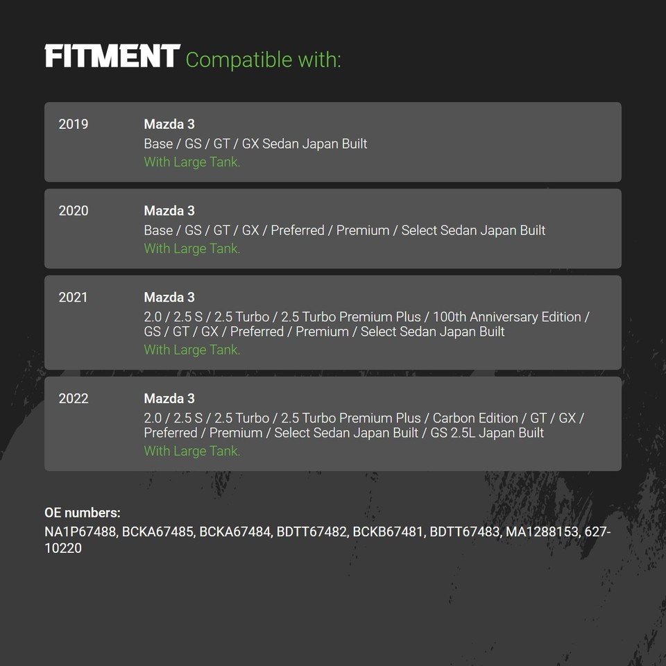 Washer Fluid Reservoir For Mazda 3 19-22 Front Large Tank Japan Built ...