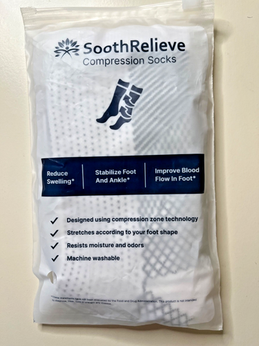 SOOTH RELIEVE Compression Socks White/Blk Stabilizes Foot And Ankle ...