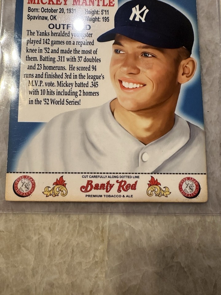 Mickey Mantle Banty Red Premium Tobacco & Ale Rare Advertisement Card ...