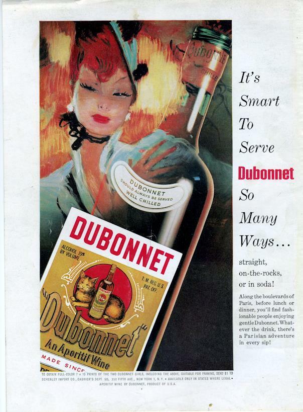 1960 DuBonnet Aperitif WIne PRINT AD On reverse side Bisquit Cognac | eBay