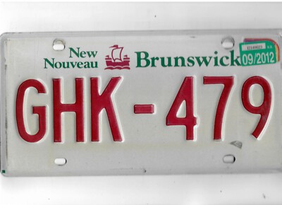 NEW BRUNSWICK passenger 2012 license plate "GHK-479" | eBay