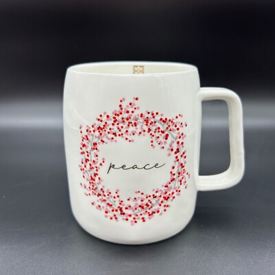 Mary Square Peace Coffee Mug Pink and Red Wreath Oversized Bone China ...