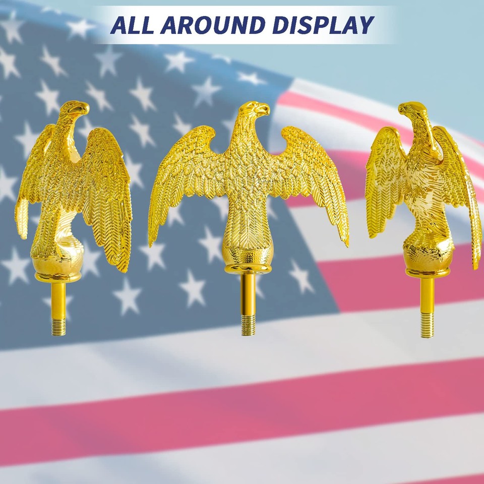Flag Pole Topper, Flagpole Eagle Topper Gold Finial Ornament for 20/25 ...