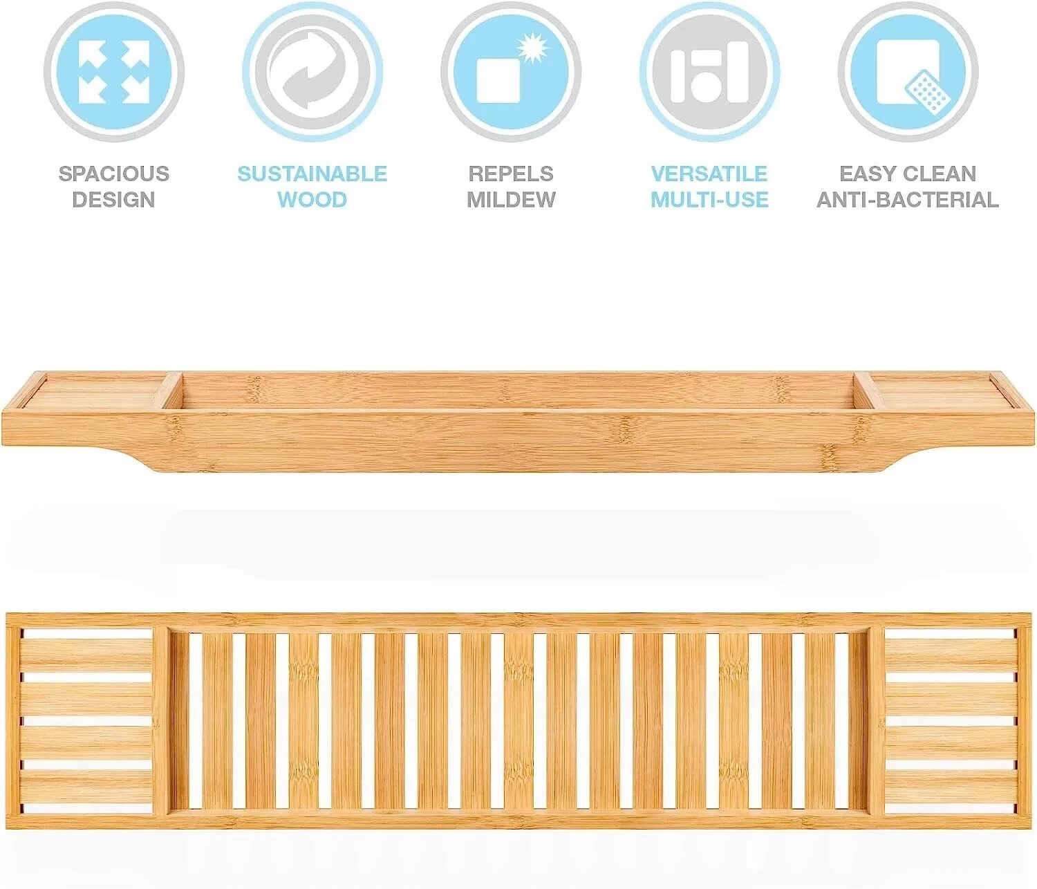 Bamboo Bath Rack Over Bathtub Rack Tray Storage Shelf Caddy Organizer ...