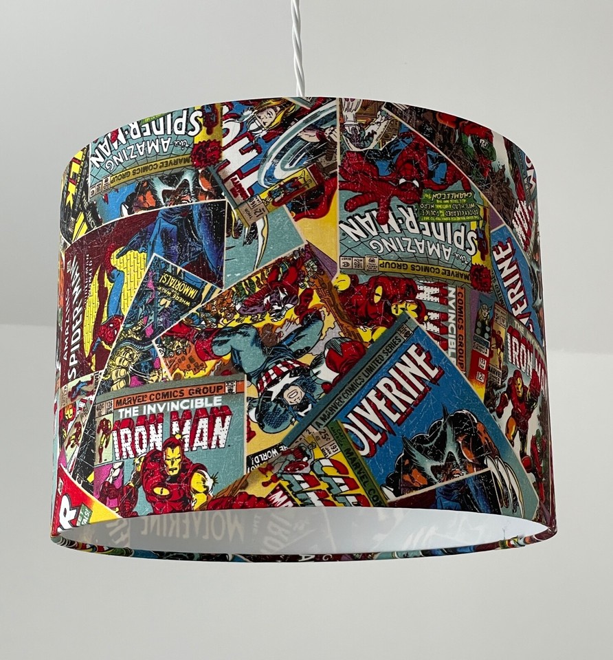 Lampshade Marvel Comic Book Spiderman Ironman Super Hero Drum Light ...